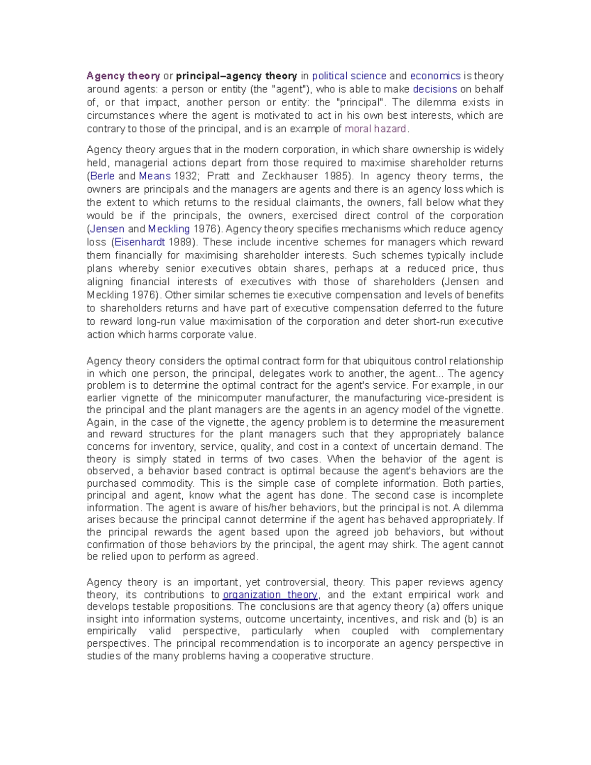 Agency-theory - Agency theory - Agency theory or principal–agency ...