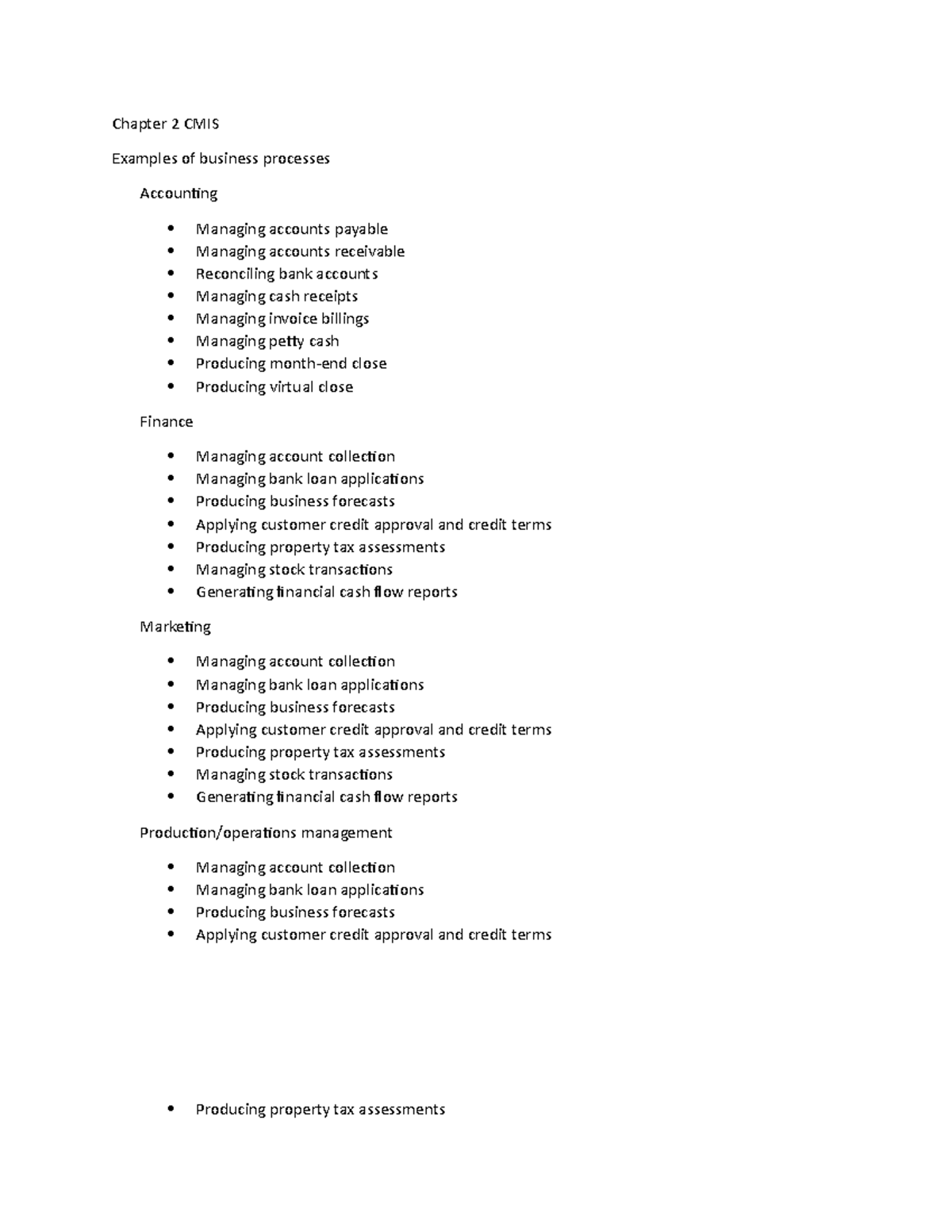 Chapter 2 CMIS - Chapter 2 CMIS Examples of business processes ...