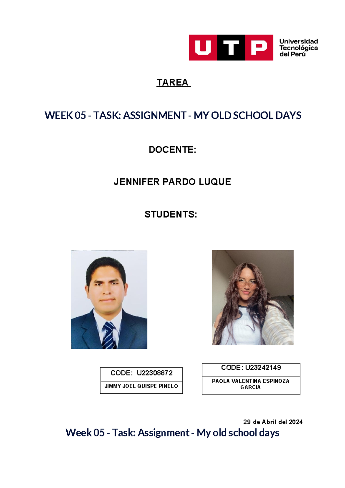 WEEK 05 - TASK Assignment - MY OLD School DAYS - TAREA WEEK 05 - TASK: ASSIGNMENT - MY OLD ...