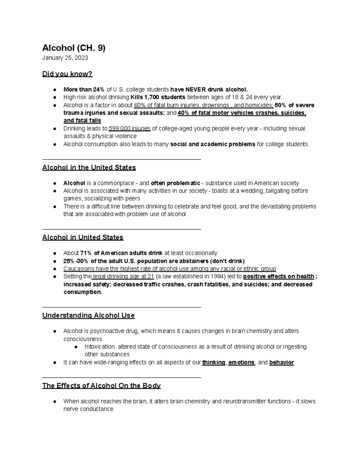 Alcohol (Chapter 9) - Alcohol (CH. 9) January 25, 2023 Did you know ...