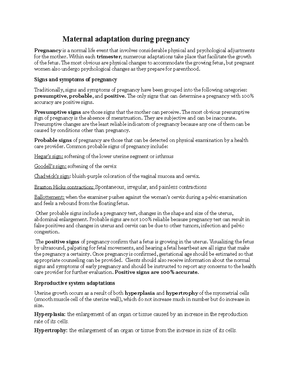 Antepartum Part 2 - Maternal adaptation during pregnancy Pregnancy is a ...