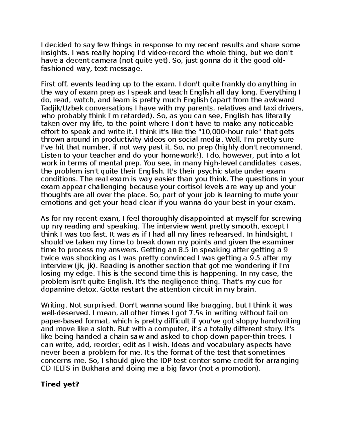Essay 35 - I decided to say few things in response to my recent results ...