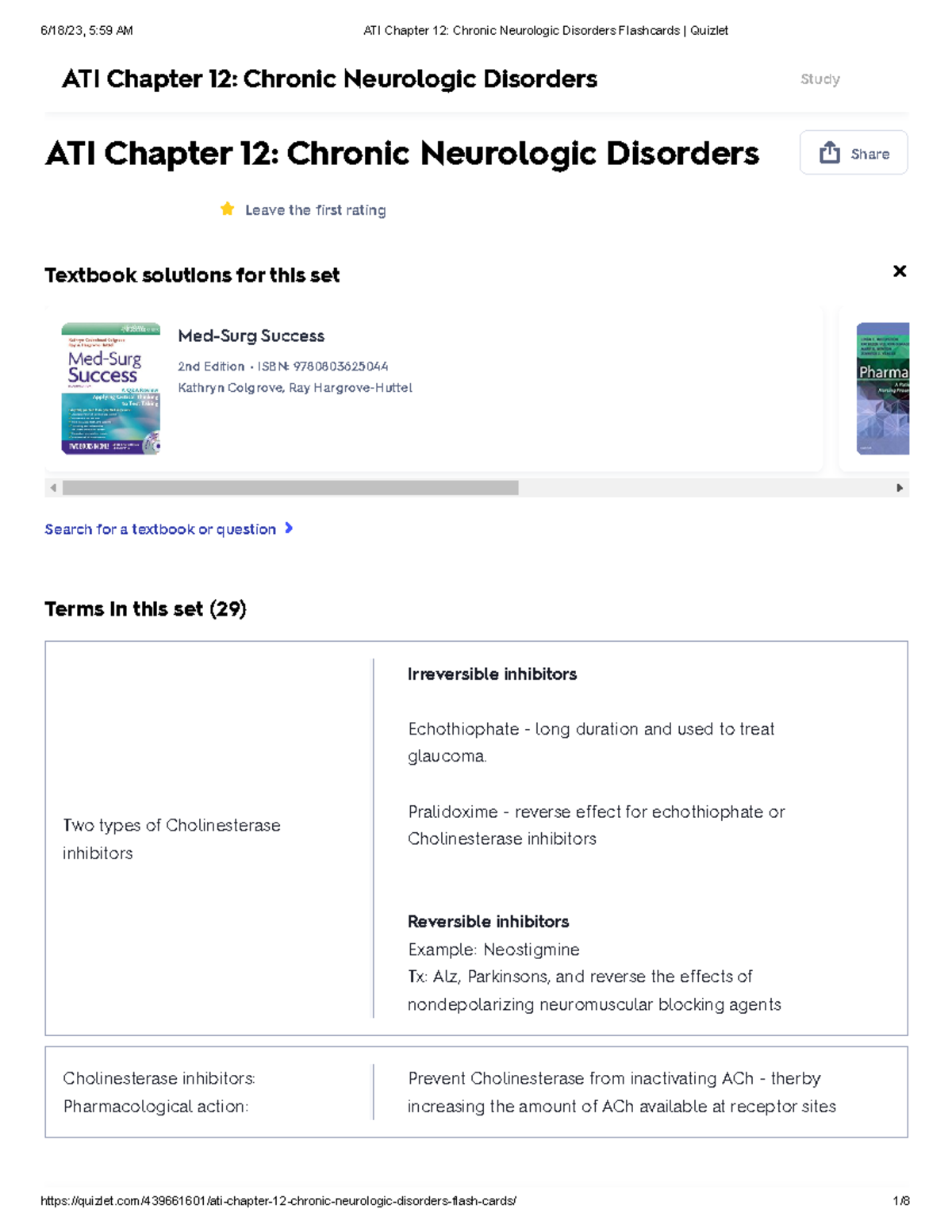 ATI Chapter 12 Chronic Neurologic Disorders Flashcards Quizlet - ATI ...