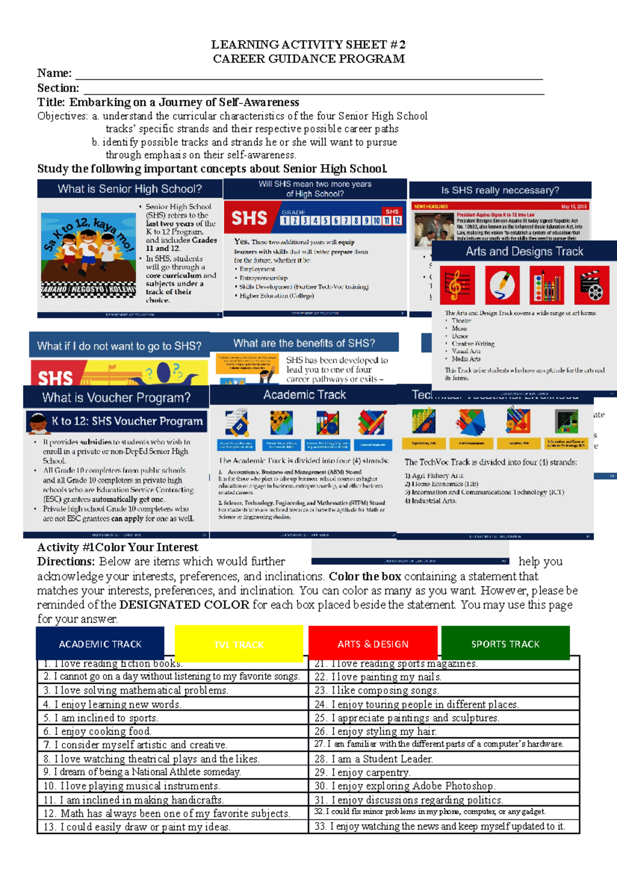Career Guidance Program LAS no 2 - LEARNING ACTIVITY SHEET # 2 CAREER ...