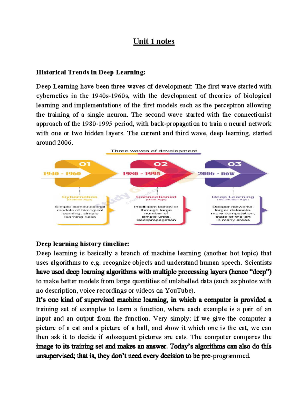 Dl unit 1 - Unit 1 notes Historical Trends in Deep Learning: Deep ...