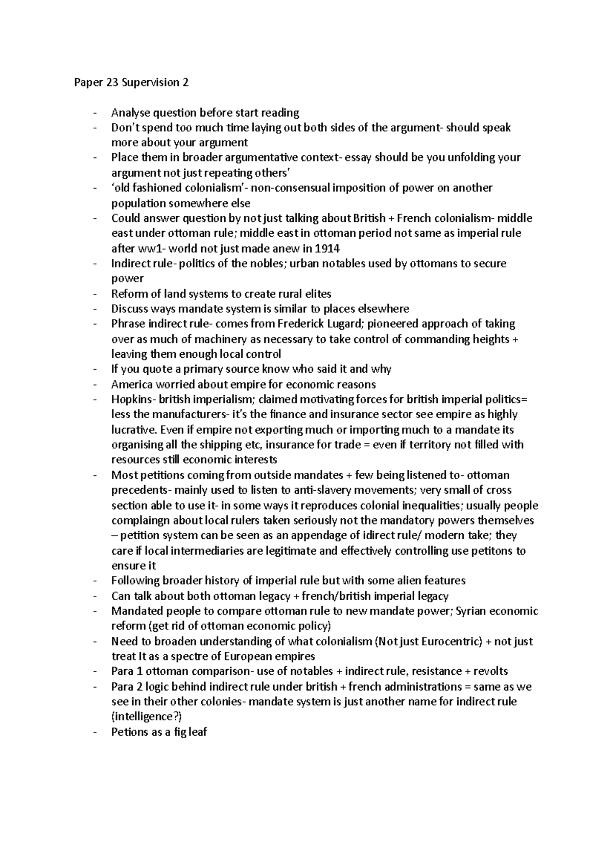 Paper 23 Supervision 2 - Paper 23 Supervision 2 Analyse question before ...