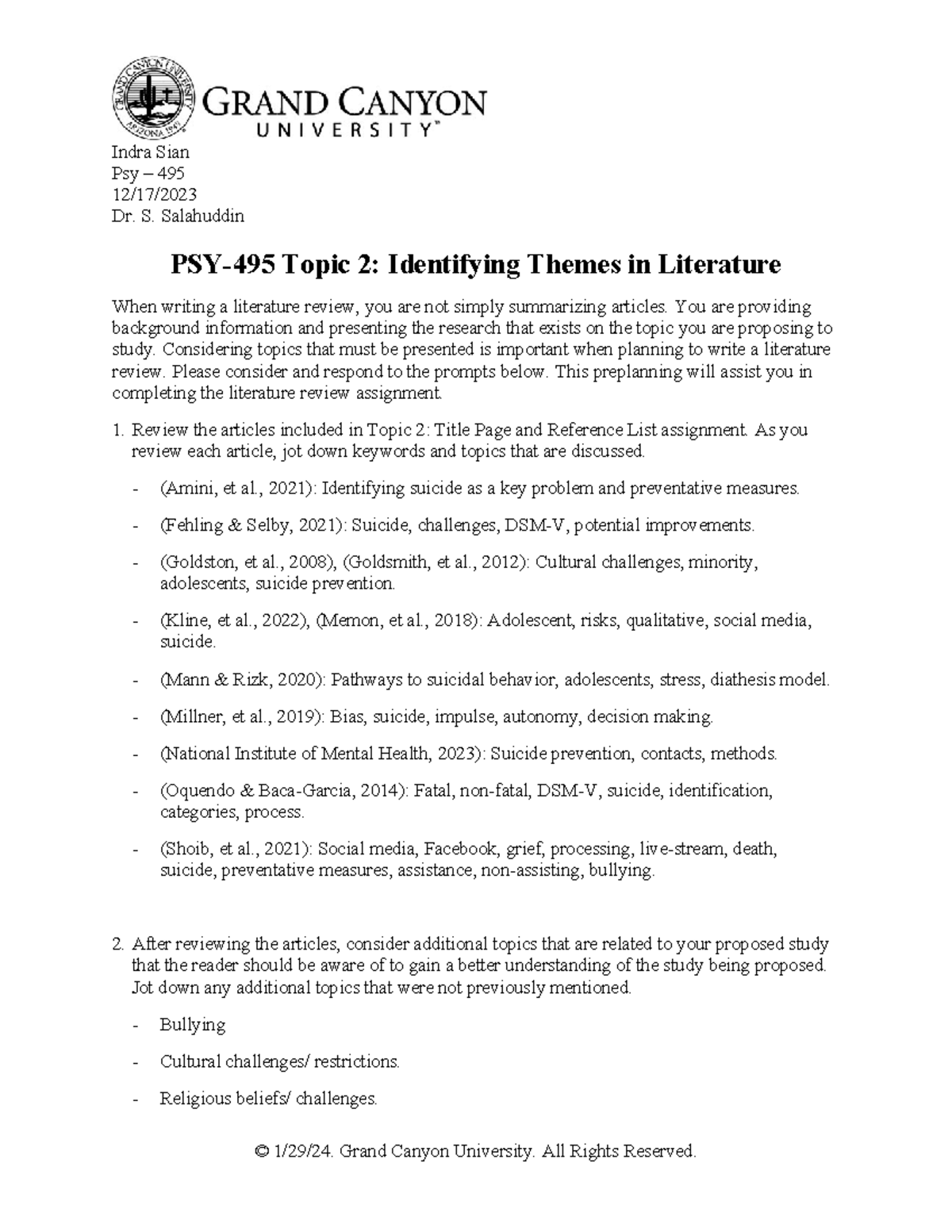 PSY-495-RS-T2-Identifying Themes Indra Sian - Indra Sian Psy – 495 12 ...