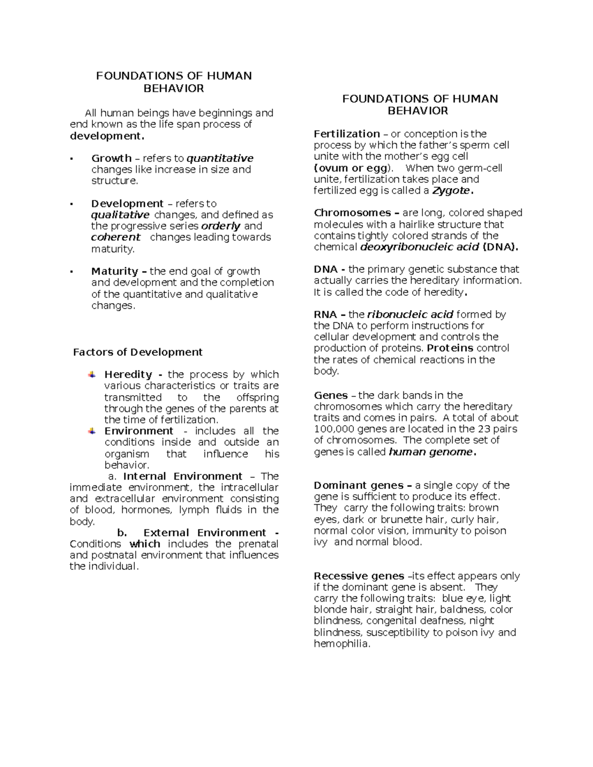 Foundations OF Human Behavior - FOUNDATIONS OF HUMAN BEHAVIOR All human ...