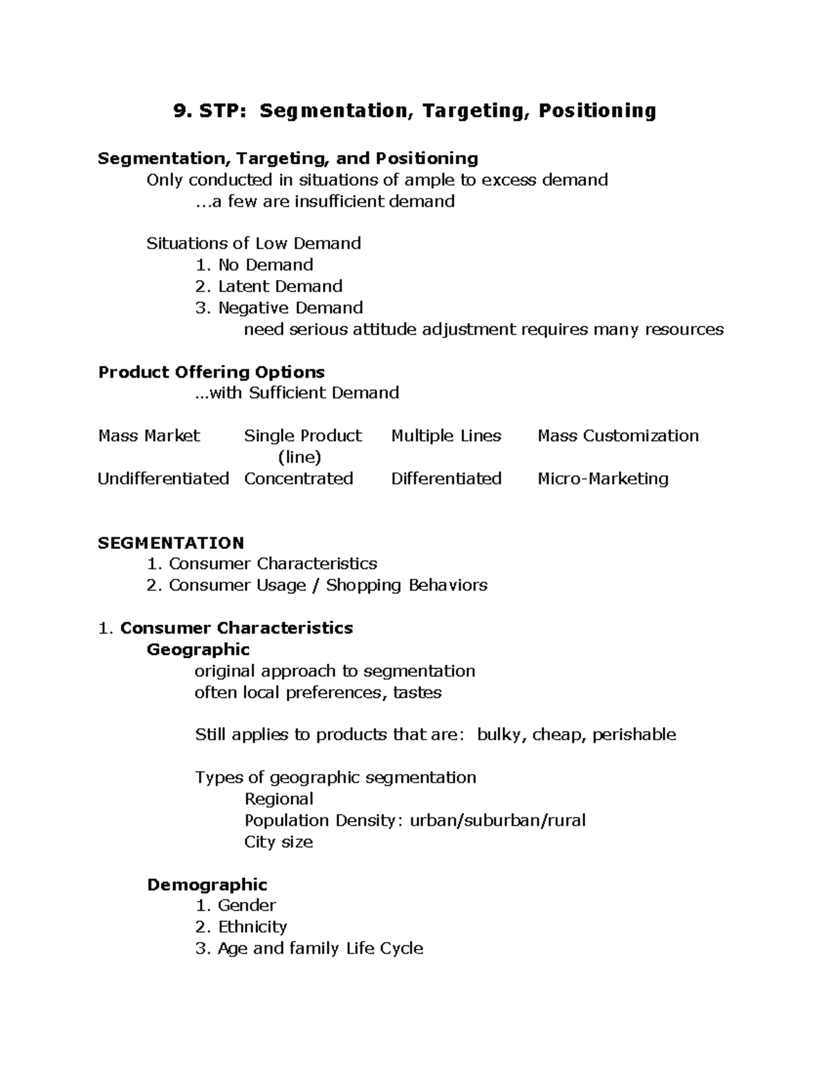 Transcript 9 STP lecture note - 9. STP: Segmentation, Targeting, Positioning Segmentation, - Studocu