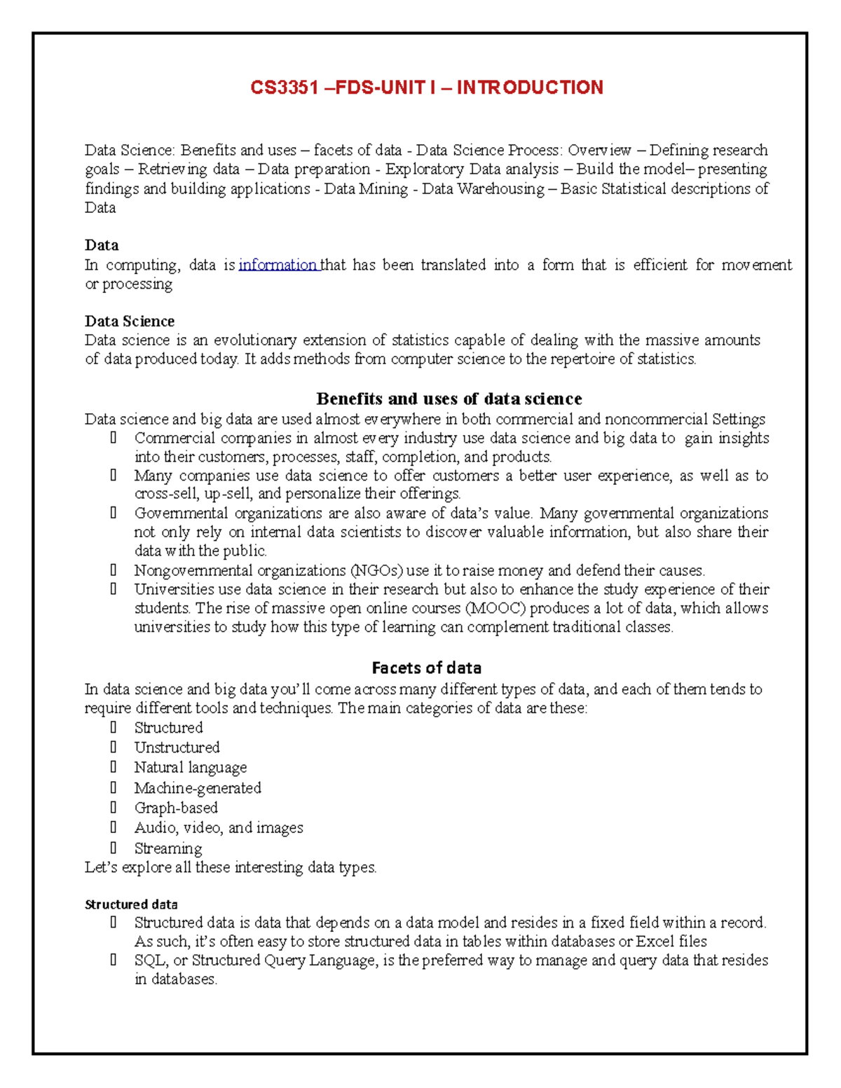 CS3351 - It adds methods from computer science to the repertoire of ...