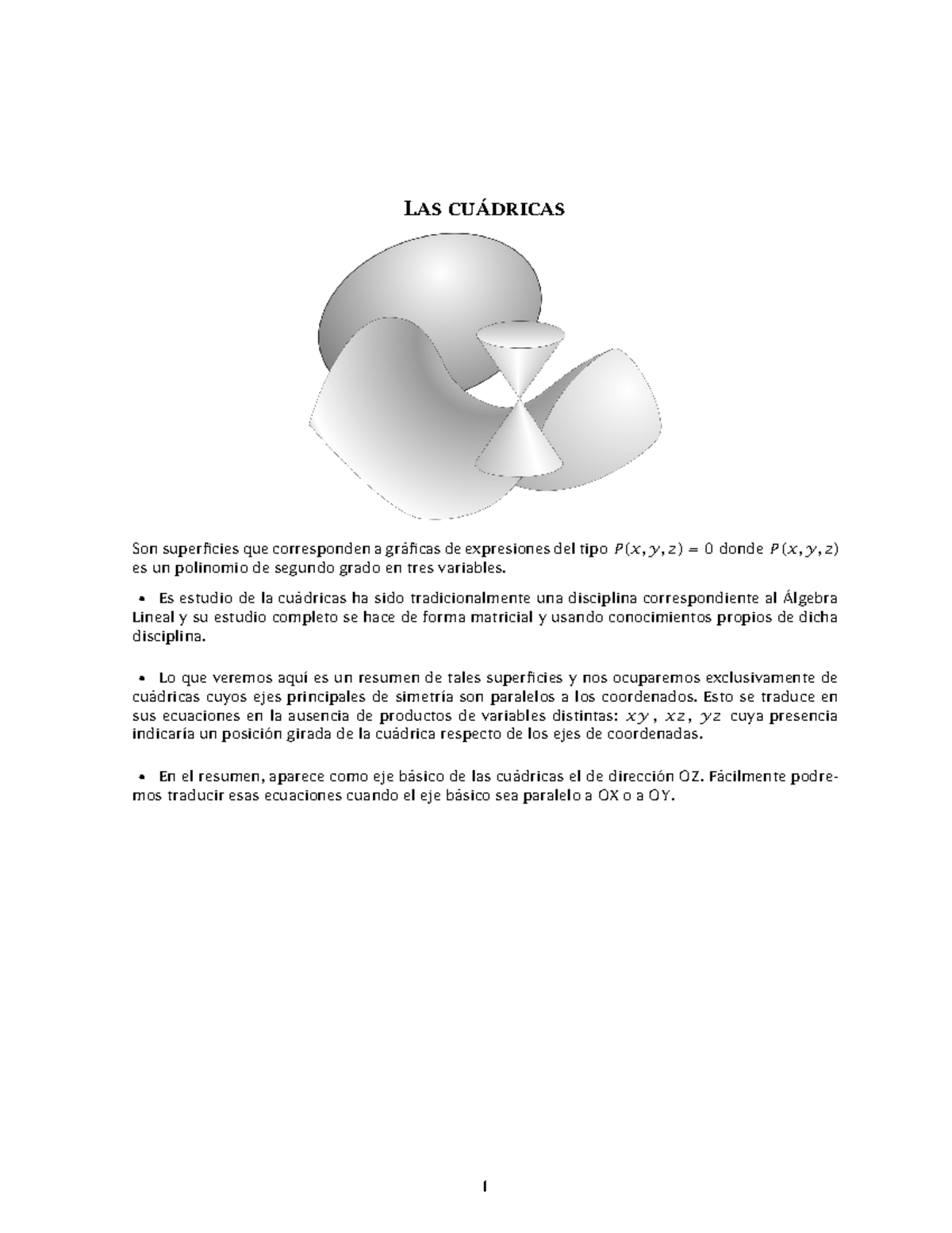 Cuadricas - Resumen de figuras cuadraticas - Las cuádricas Son ...