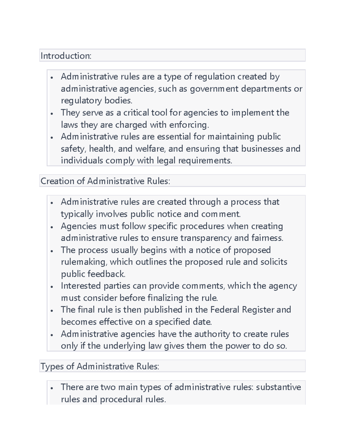 Rules - Notes - Introduction: • Administrative rules are a type of ...