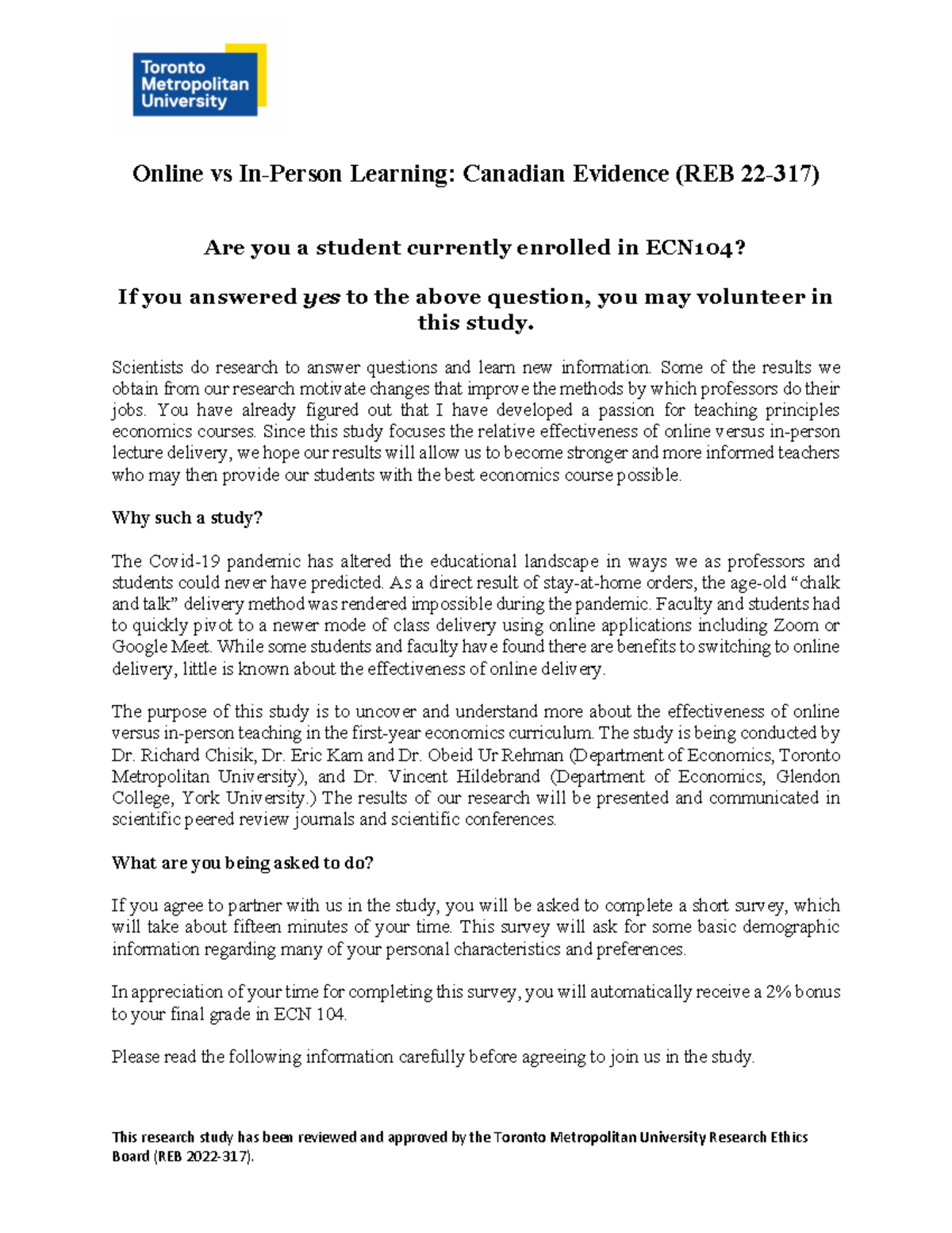 Recruitment Letter TMU 102422 - This research study has been reviewed ...