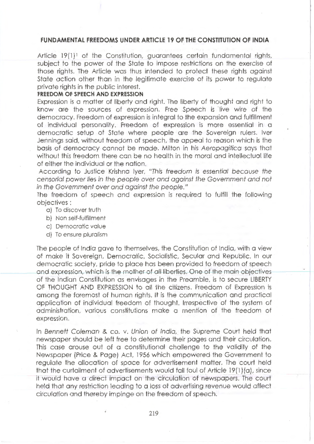 Part3 - Karnataka State Law University - FUNDAMENTAL FREEDOMS UNDER ...