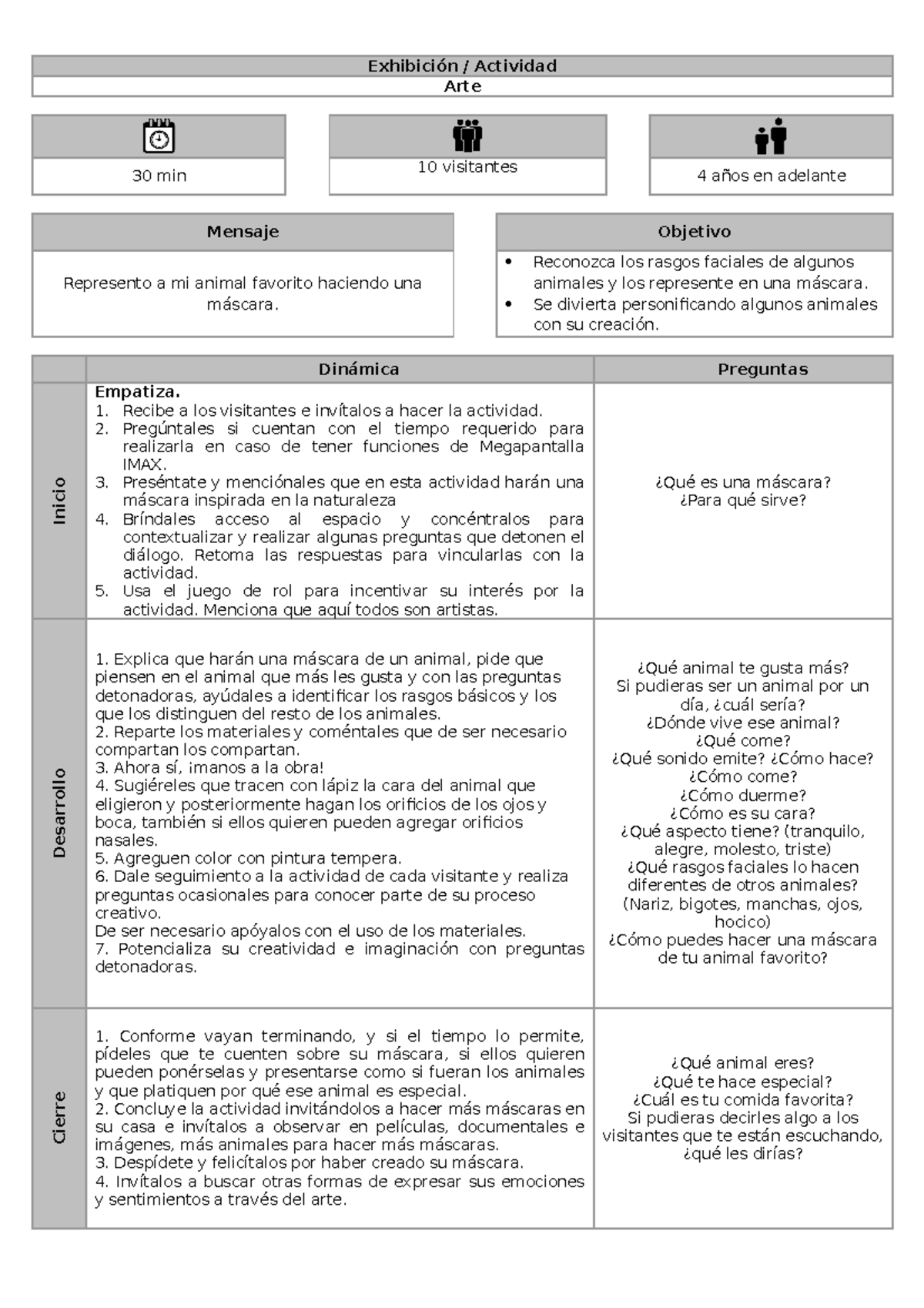 Ficha de apoyo Arte - Apuntes 1 - Exhibición / Actividad Arte 10 ...