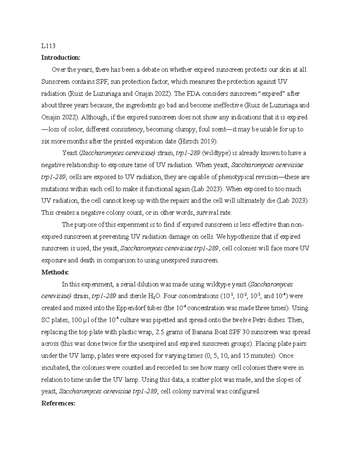 L113 Scientific Writing #4 - L Introduction: Over the years, there has ...