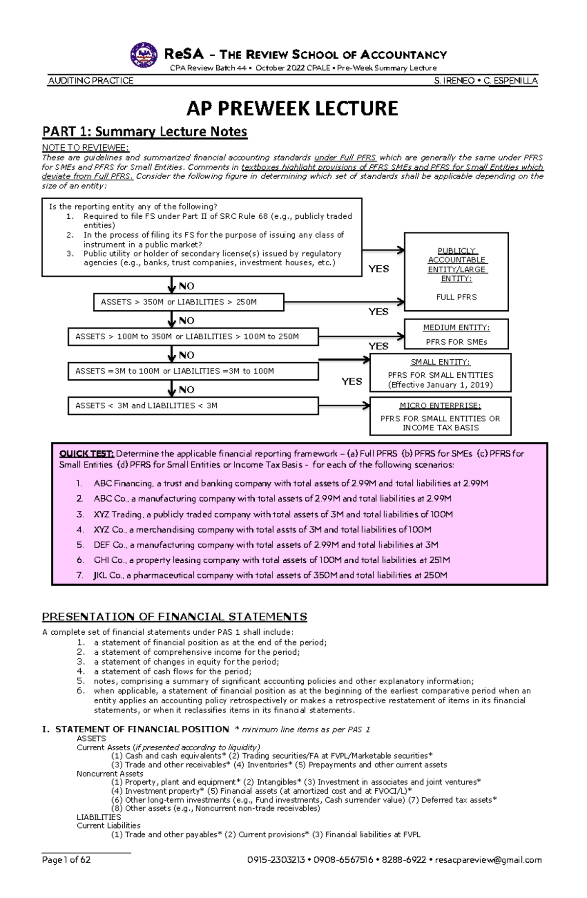 FAR- Summary- Notes - ReSA - THE REVIEW SCHOOL OF ACCOUNTANCY CPA ...