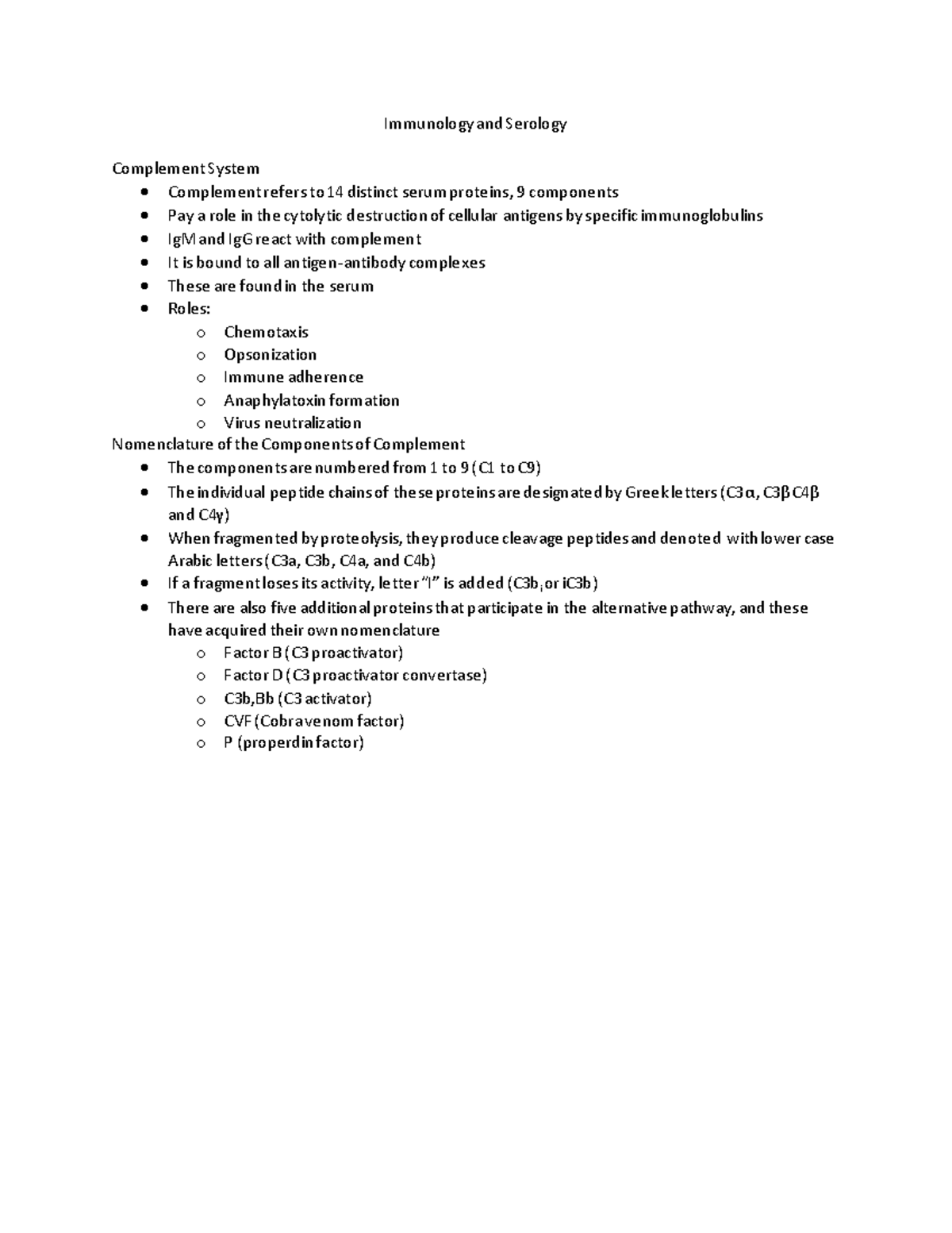Module 3- The Complement System - Immunology and Serology Complement ...