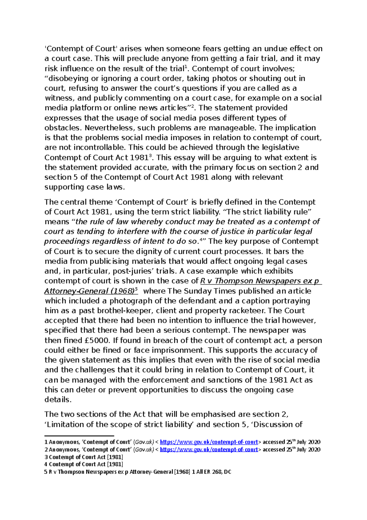 Human Rights Court of Contempt Act Essay - 'Contempt of Court' arises ...