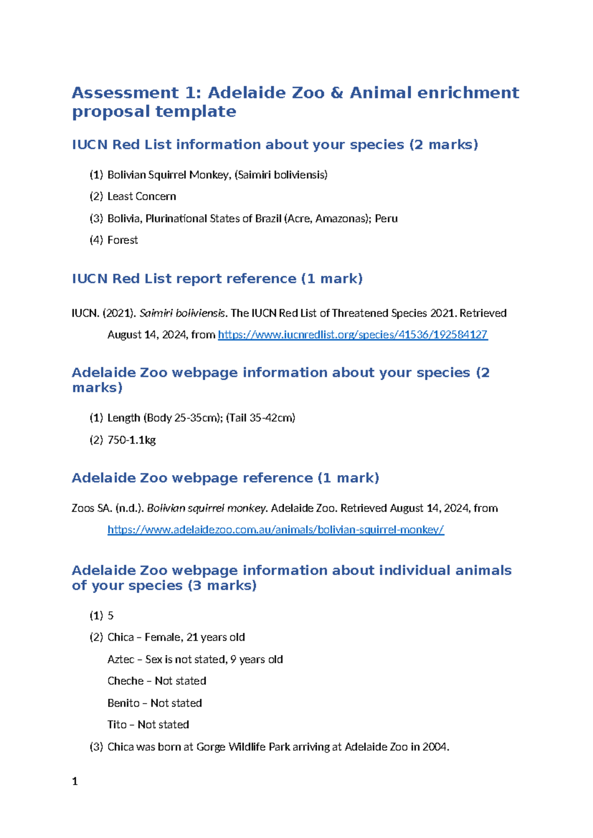 2024 Assessment 1 Proposal - Assessment 1: Adelaide Zoo & Animal ...