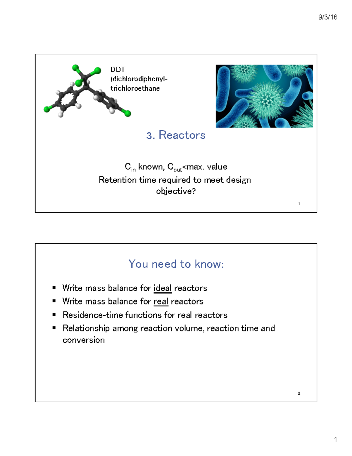 3. (extra copy) Reactor Kinetics - Reactors Cin known, Cout