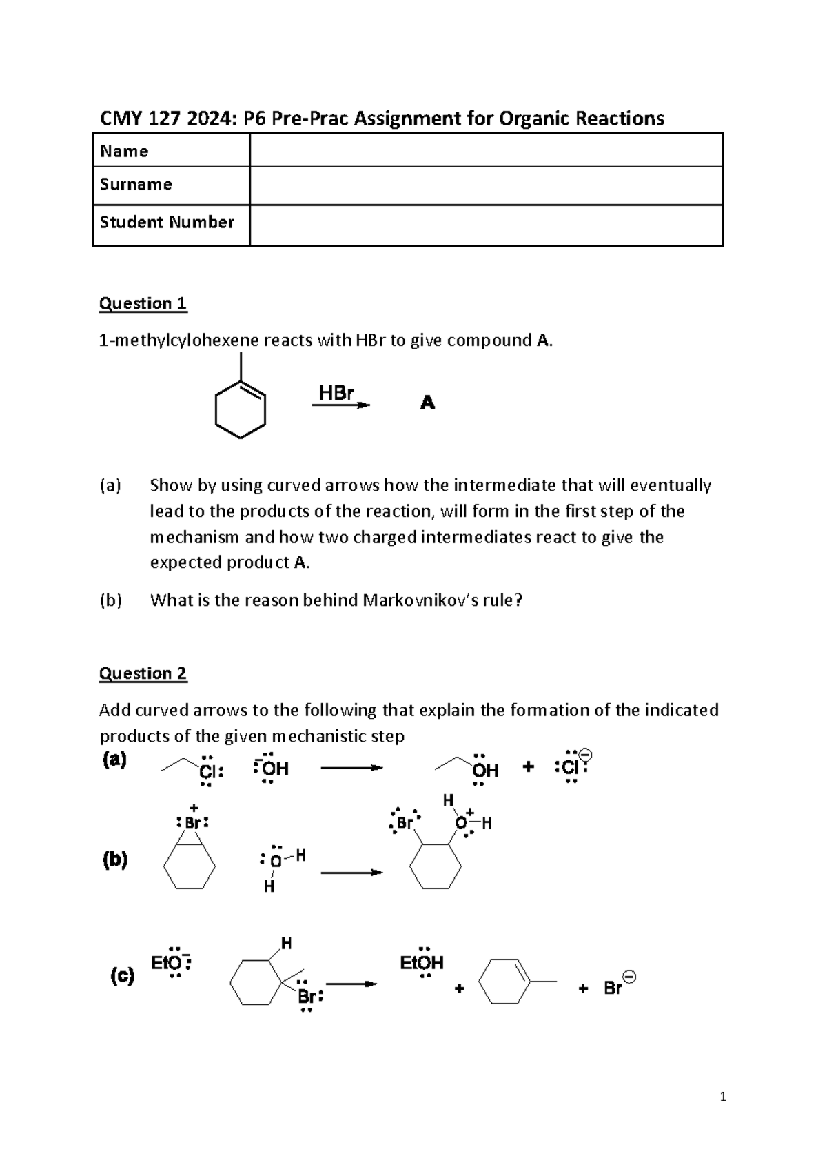 CMY 127 P6 Pre- prac assignment 2024 - CMY 127 2024: P 6 Pre-Prac ...