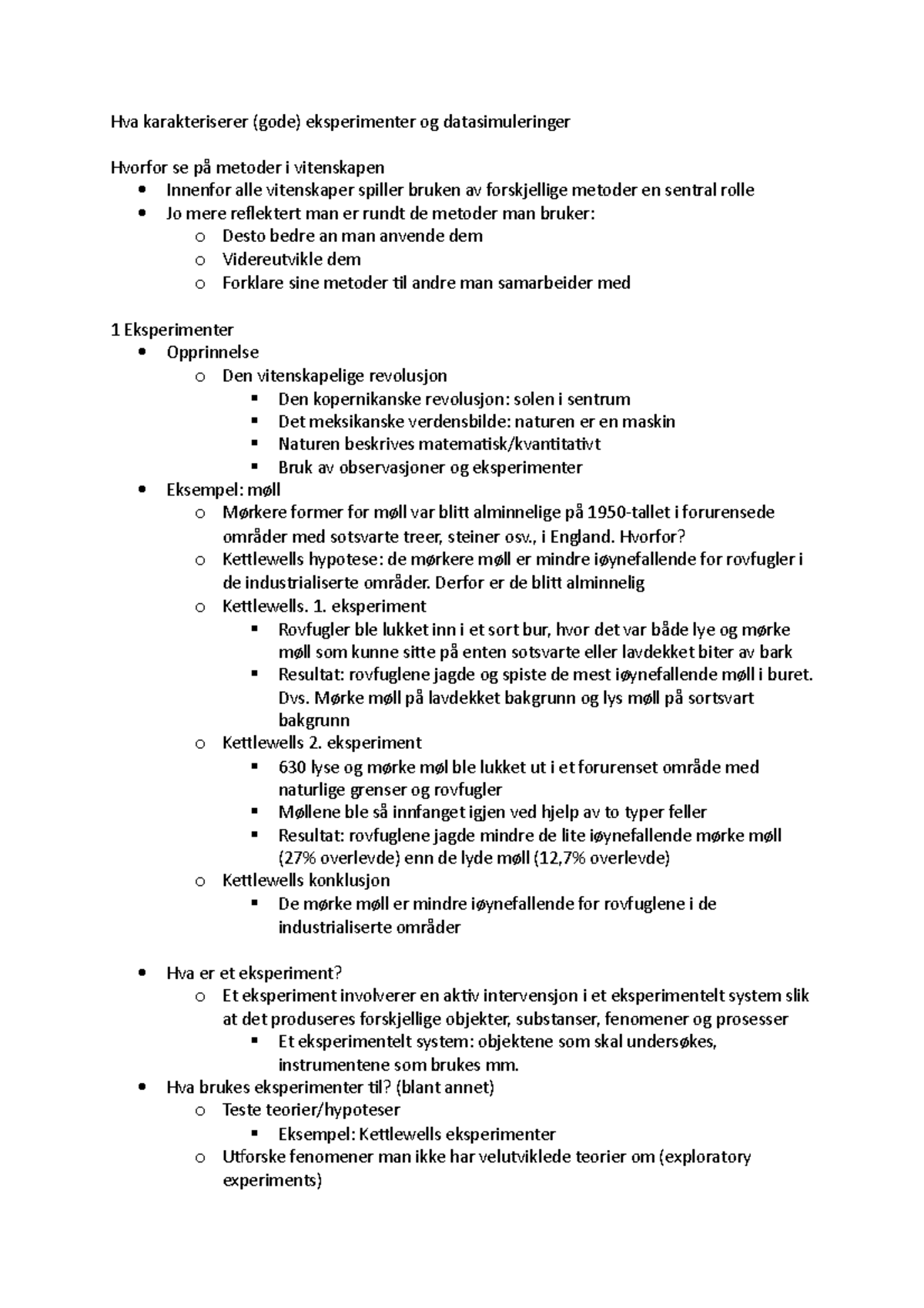 Forelesning 4 - eksperimenter og datasimuleringer - EXPHIL-SVSEM - UiB - Studocu