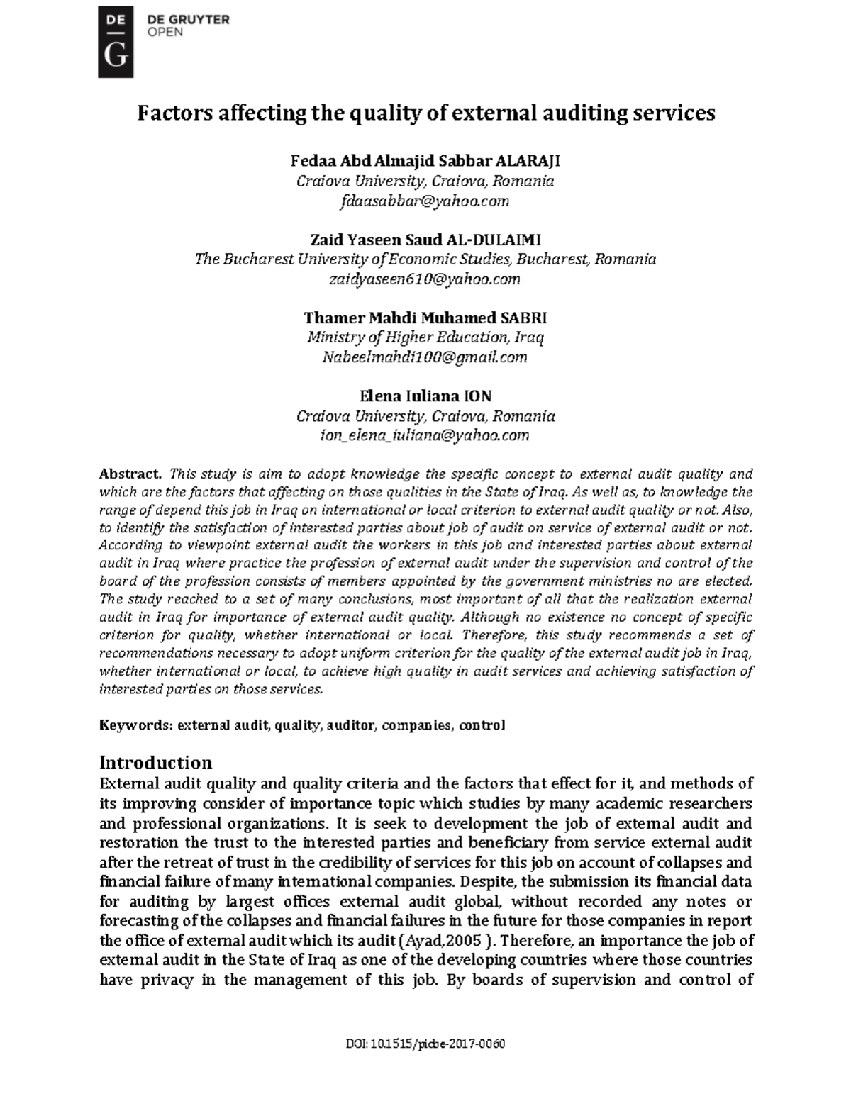 10 - Factors affecting the quality of external auditing services - DOI ...