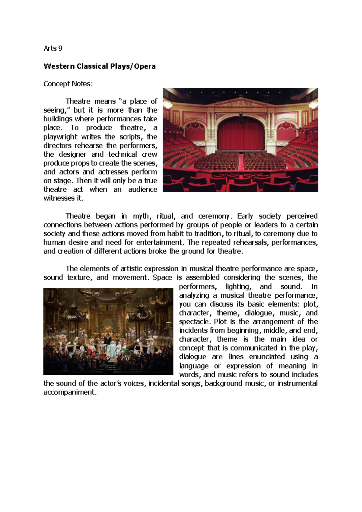 Mapeh-9-Module-3-ARTS - Arts 9 Western Classical Plays/Opera Concept ...