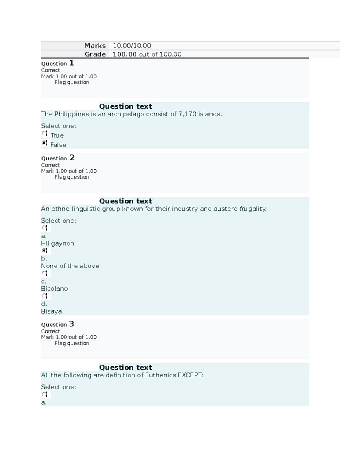 Euthxgxsy - Study pls - Marks 10/10. Grade 100 out of 100. Question 1 ...