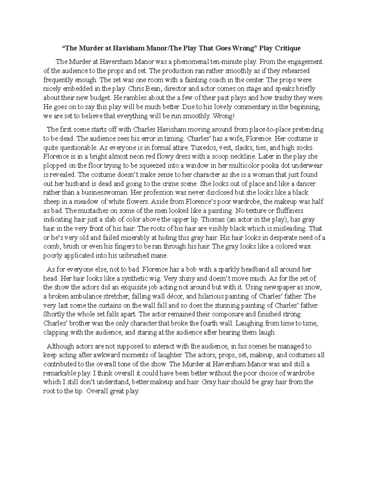 The Murder at Havisham Manor - “The Murder at Havisham Manor/The Play ...