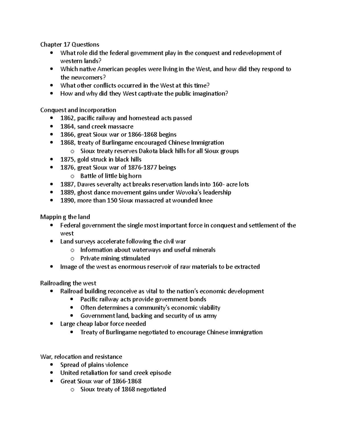 Us history week 2 - Professor Foyle Class Chapter 17 - Chapter 17 ...