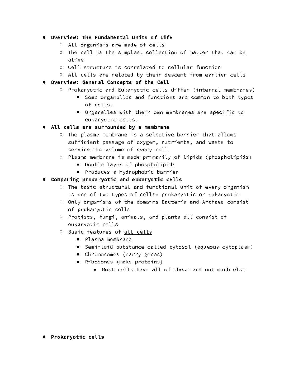 Chapter 6 Overview The Fundamental Units Of Life All Organisms Are