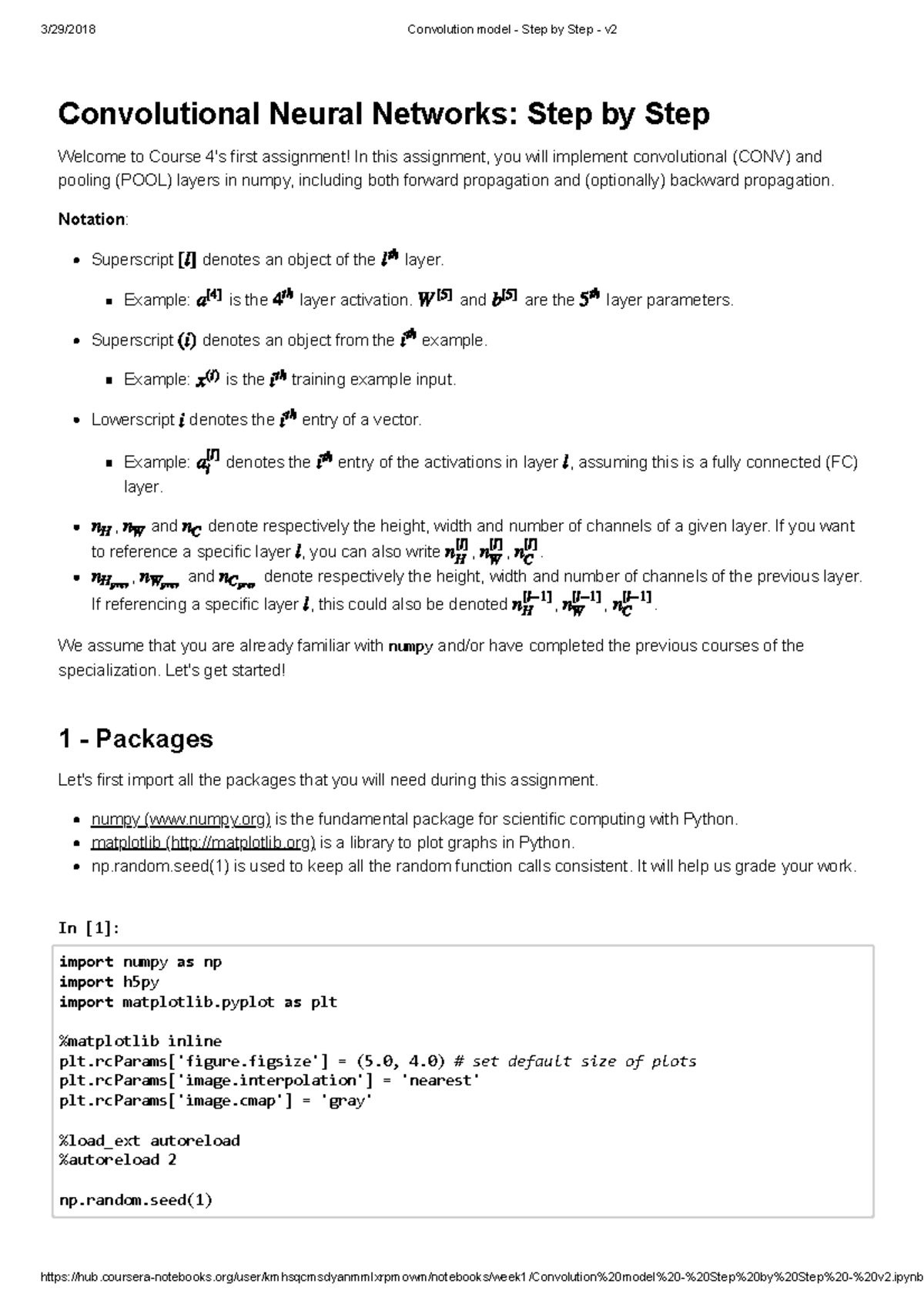 1 Convolution Model Step By Step V2 Model Step Step Neural Networks Step To Course First