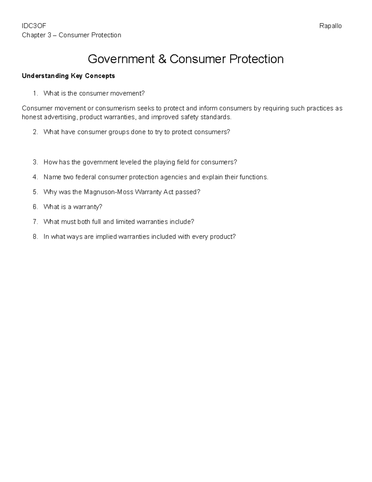 3.2 Government and Consumer Protectio Questions - IDC3OF Rapallo ...