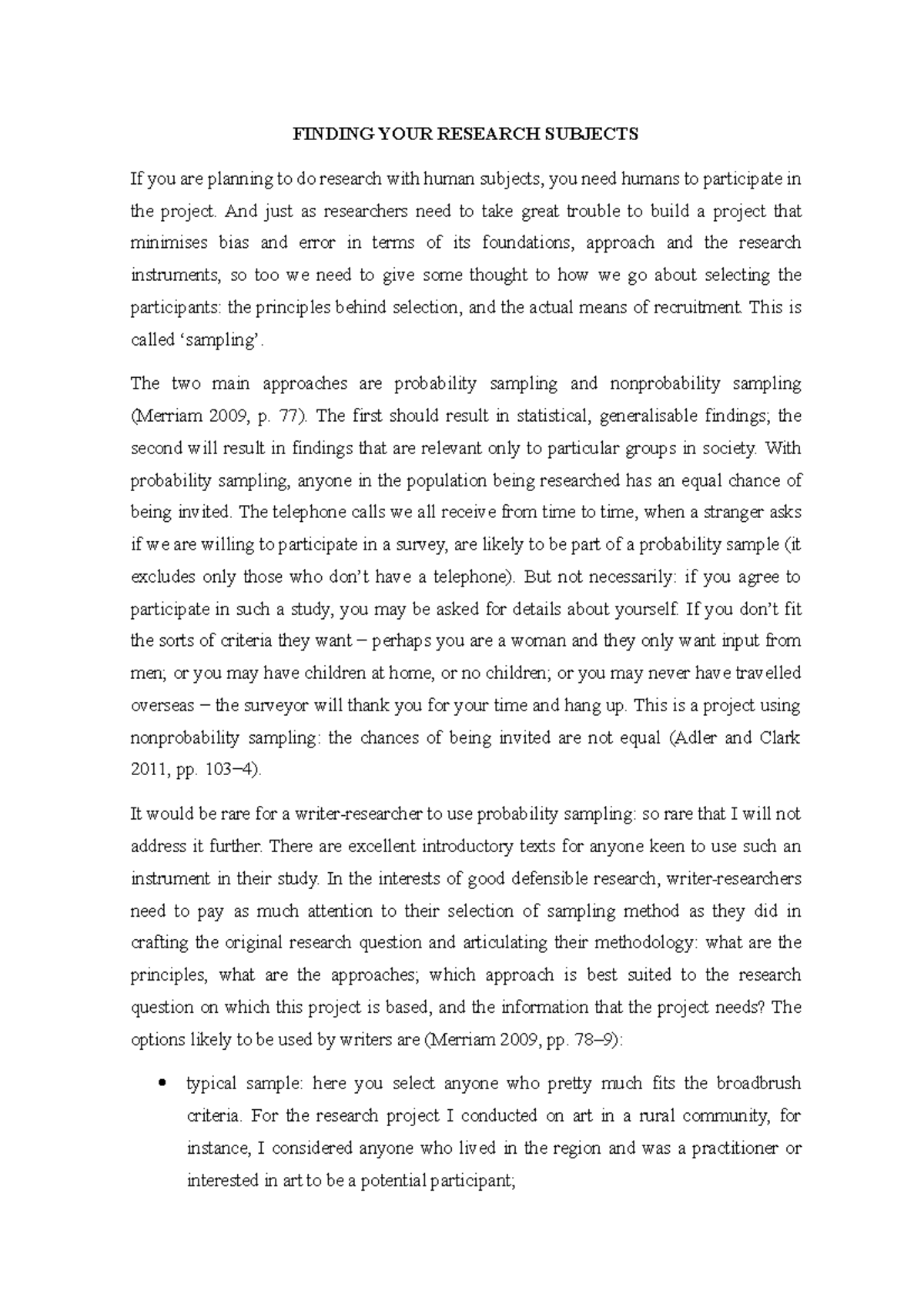 Finding YOUR Research Subjects - FINDING YOUR RESEARCH SUBJECTS If you ...