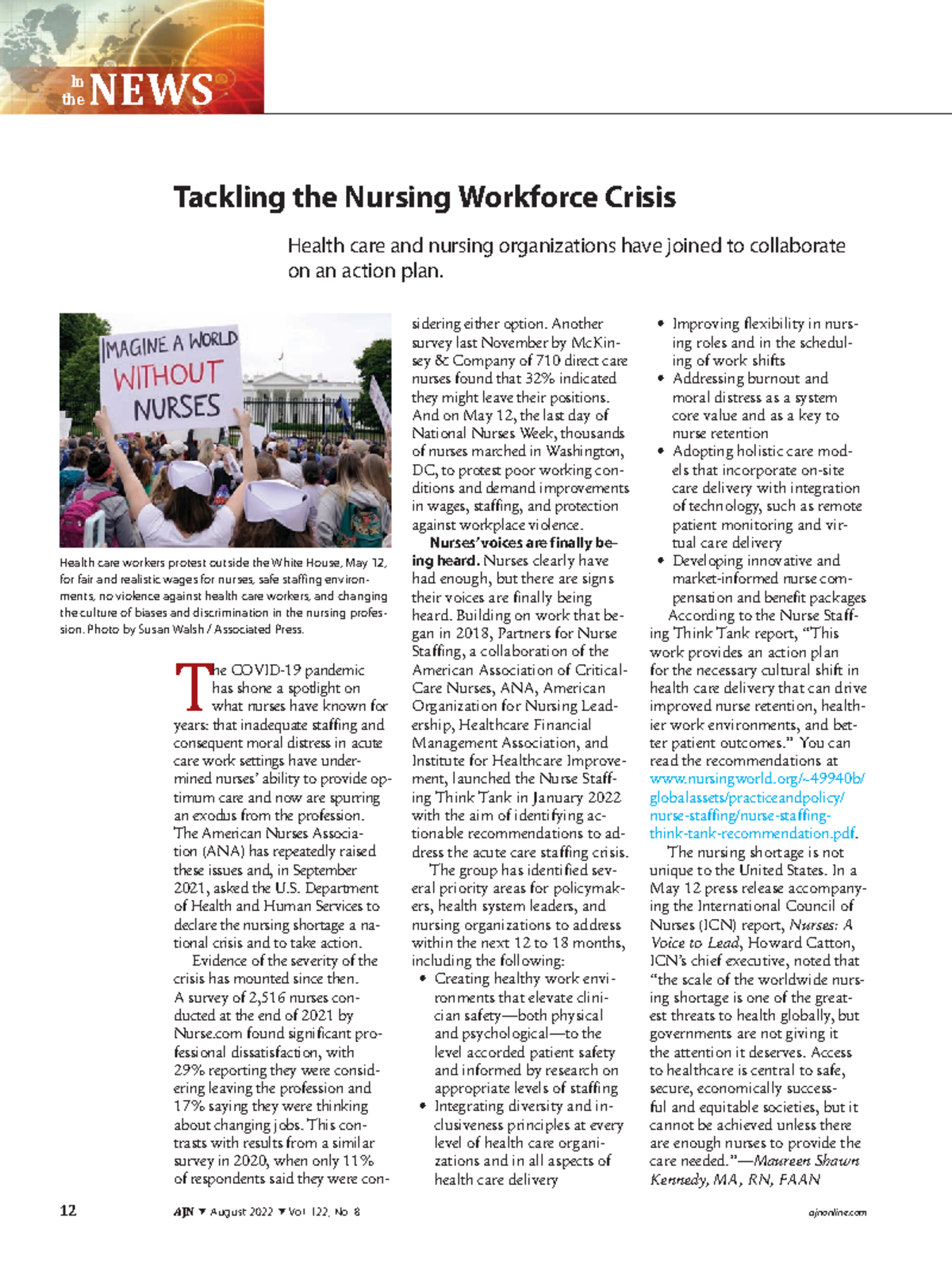 AJN Tackling the Nursing Workforce Crisis - NEWS In the 12 A JN August ...