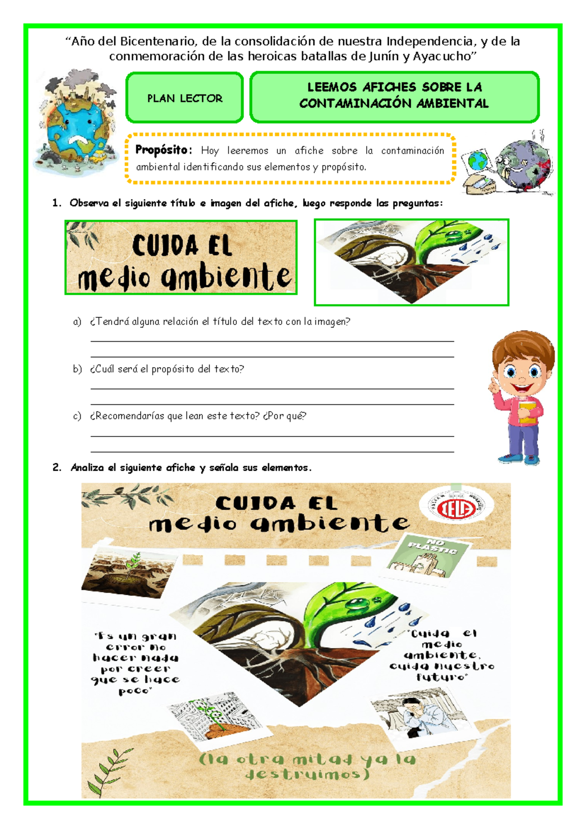 Ficha-JUEV-PL- Leemos Afiches Sobre LA Contaminación Ambiental - “Año ...