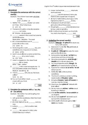 Upper Intermediate test 5-6A - GRAMMAR 1 Complete the sentences with ...