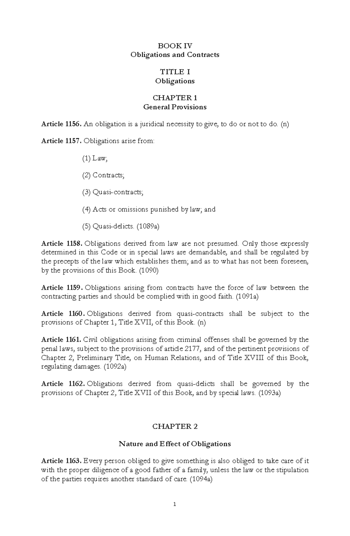 LAW ON Obligations AND Contracts (ARTS. 1156-1430, Civil CODE) - BOOK ...