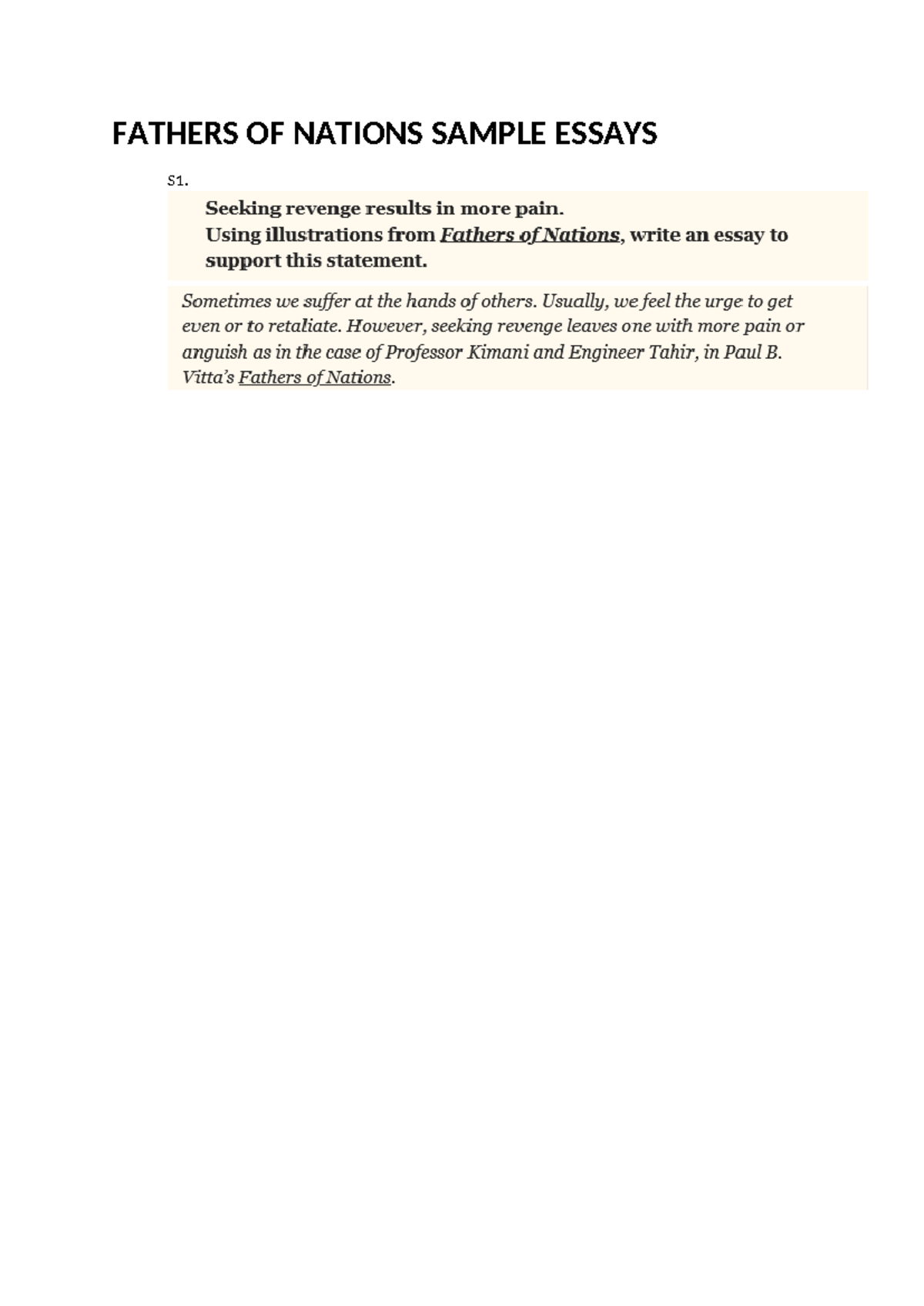 Fathers OF Nations Sample Essays ANS - FATHERS OF NATIONS SAMPLE ESSAYS ...