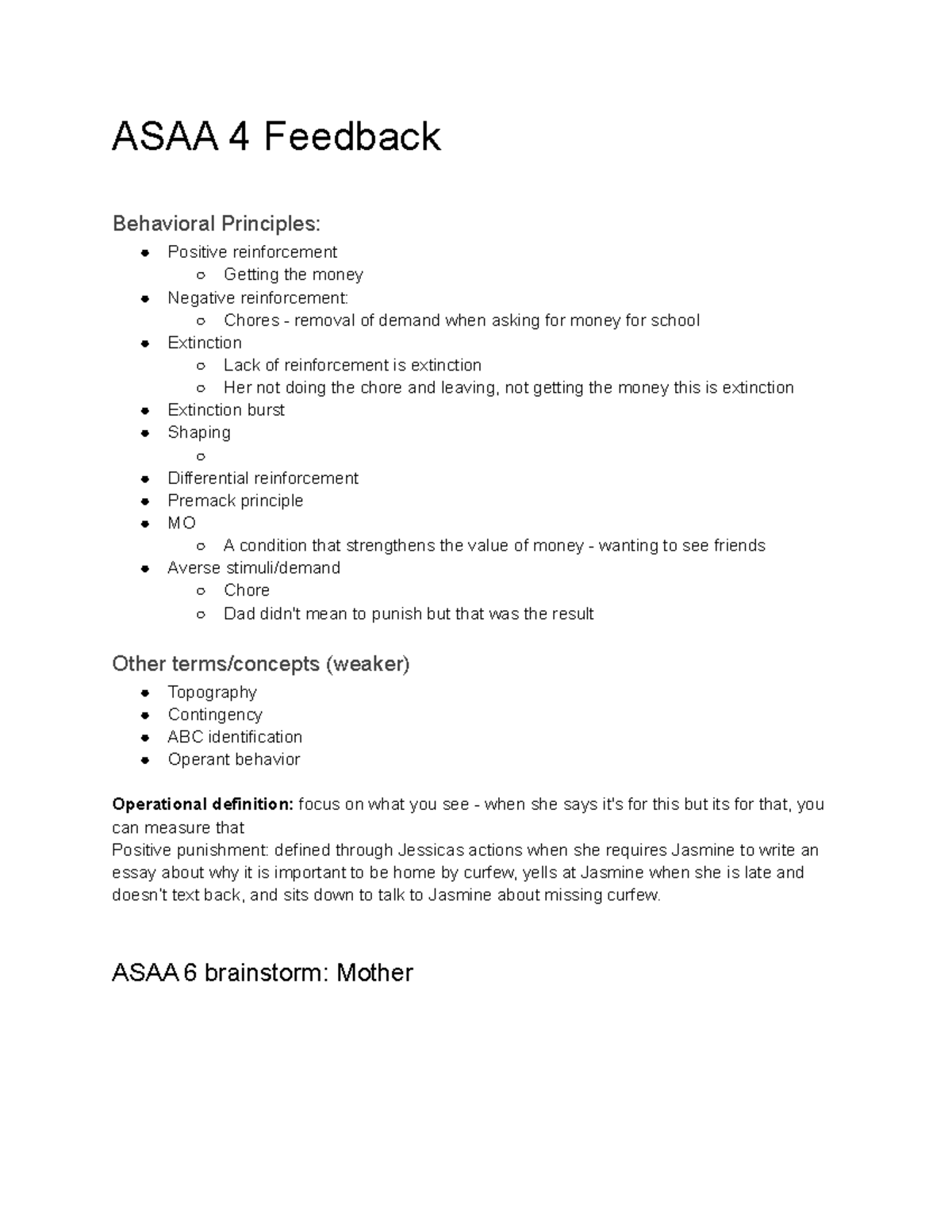 ASAA 4 Feedback - Dr. Anita Li - ASAA 4 Feedback Behavioral Principles ...