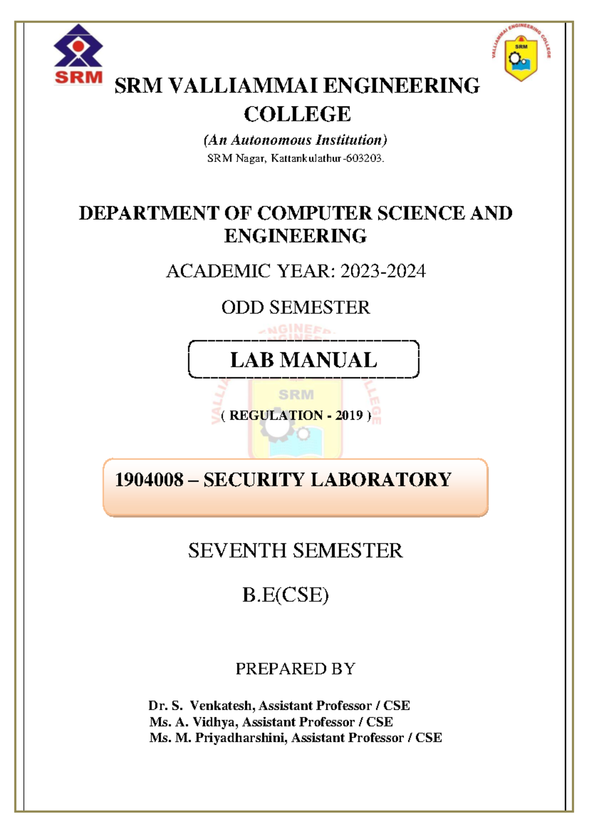 Security lab manual- Cselab 5SYS12 - LAB MANUAL ( REGULATION - 2019 ...