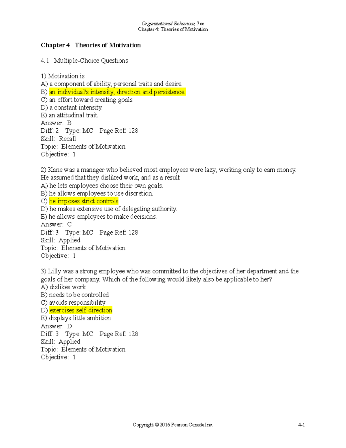 Chapter 4 Theories of Motivation - Chapter 4: Theories of Motivation ...