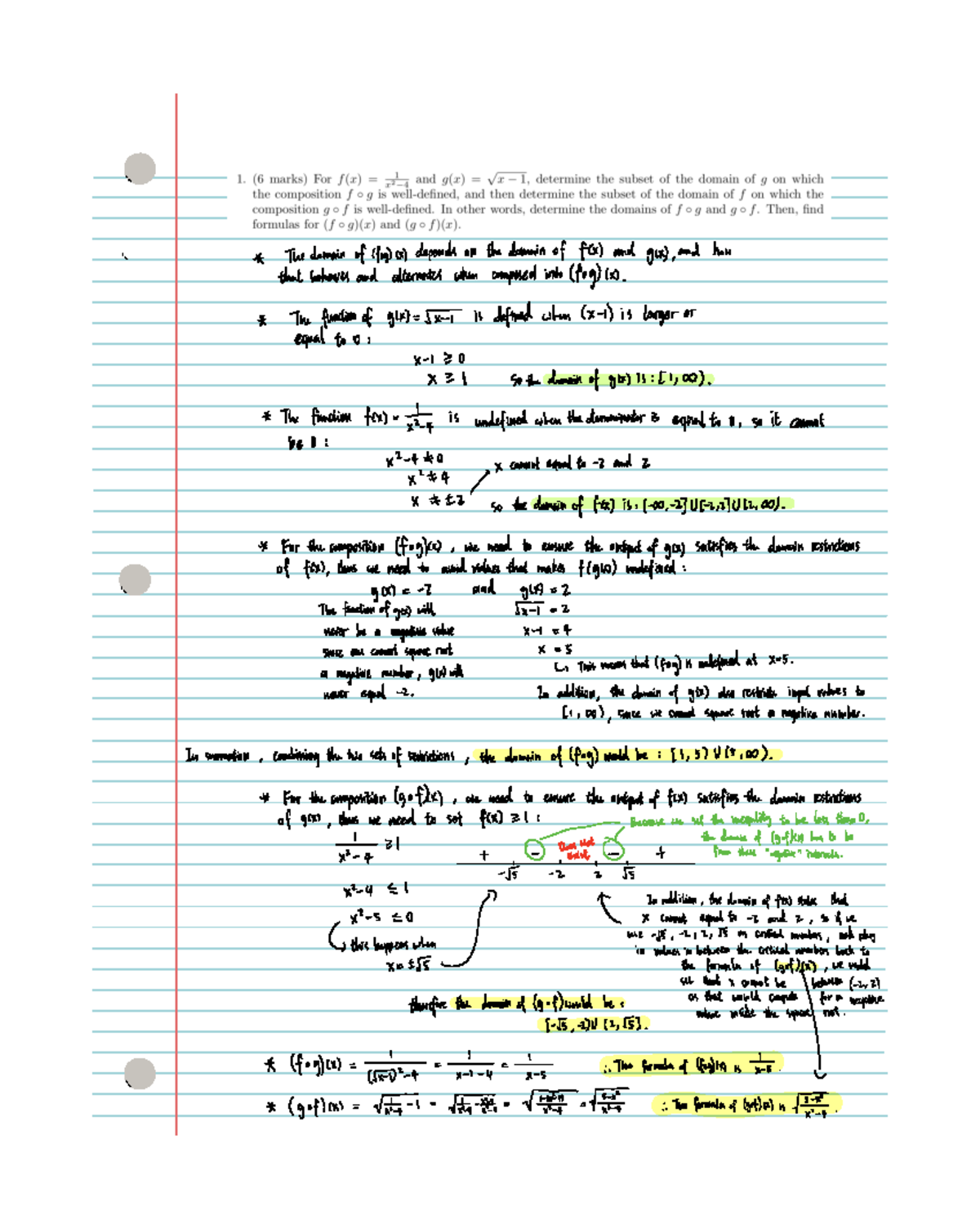 Calcassignment 1-1 - Calculus assignment - Thedomain offog x ...