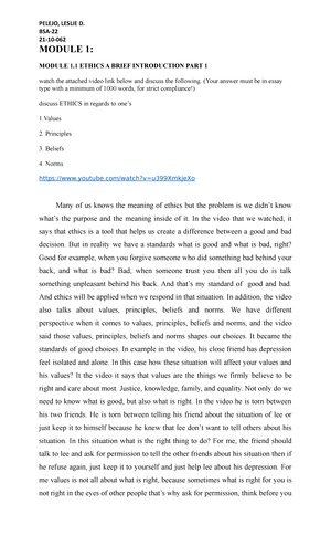 Ethics- Handouts - This is only a handout. - Chapter 2: Virtue Ethics ...