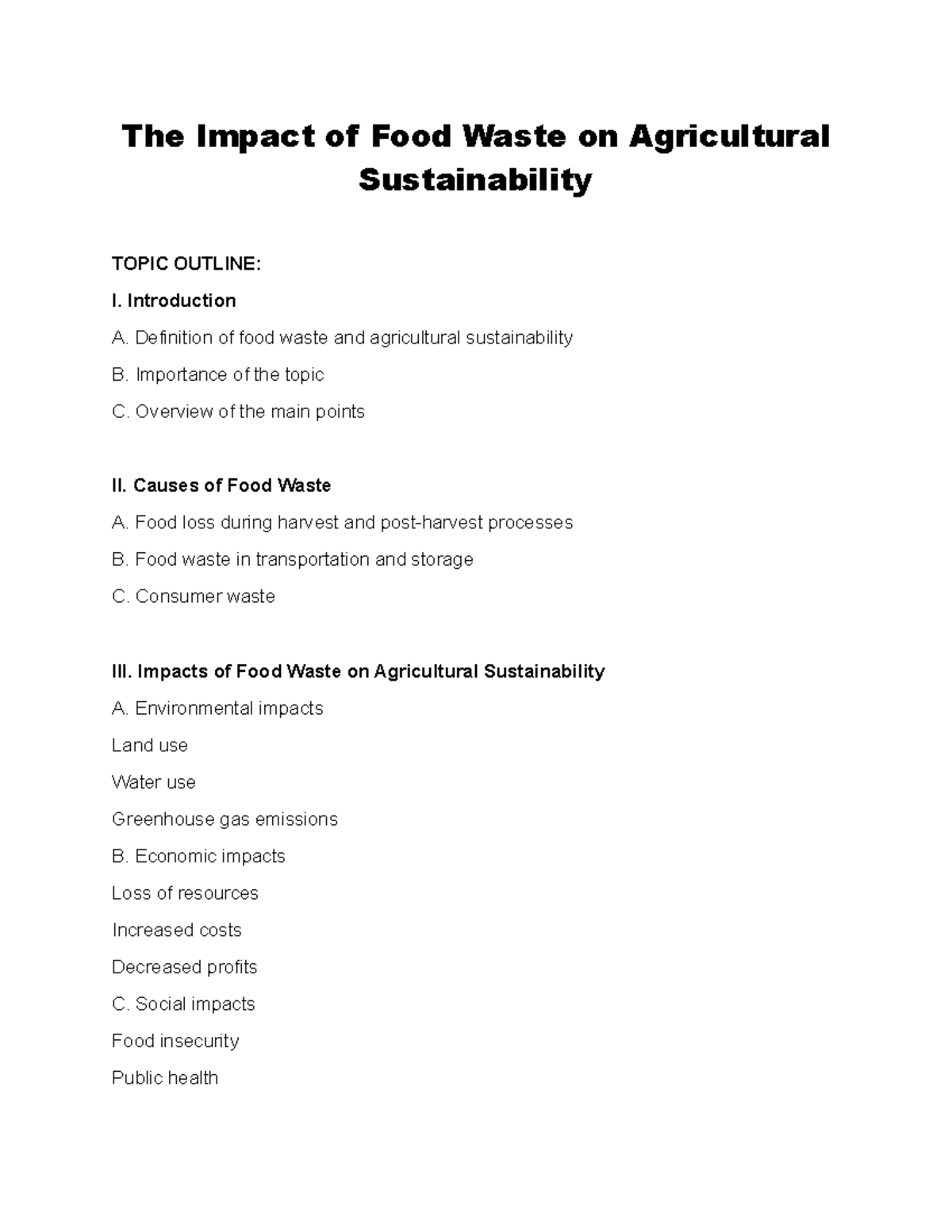The Impact of Food Waste on Agricultural Sustainability - The Impact of ...