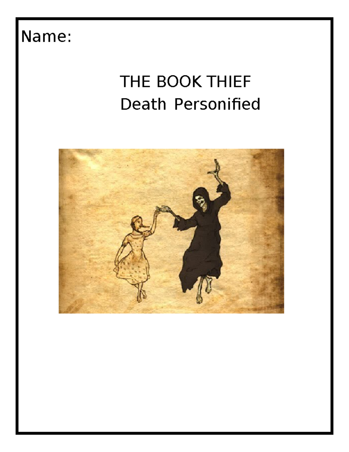 Death Personified - Dickinson Prologue - Name: THE BOOK THIEF Death ...
