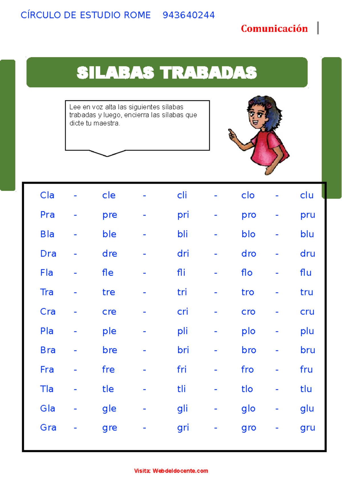 Las Sílabas Trabadas para Segundo Grado de Primaria - Economía - UCV - Studocu