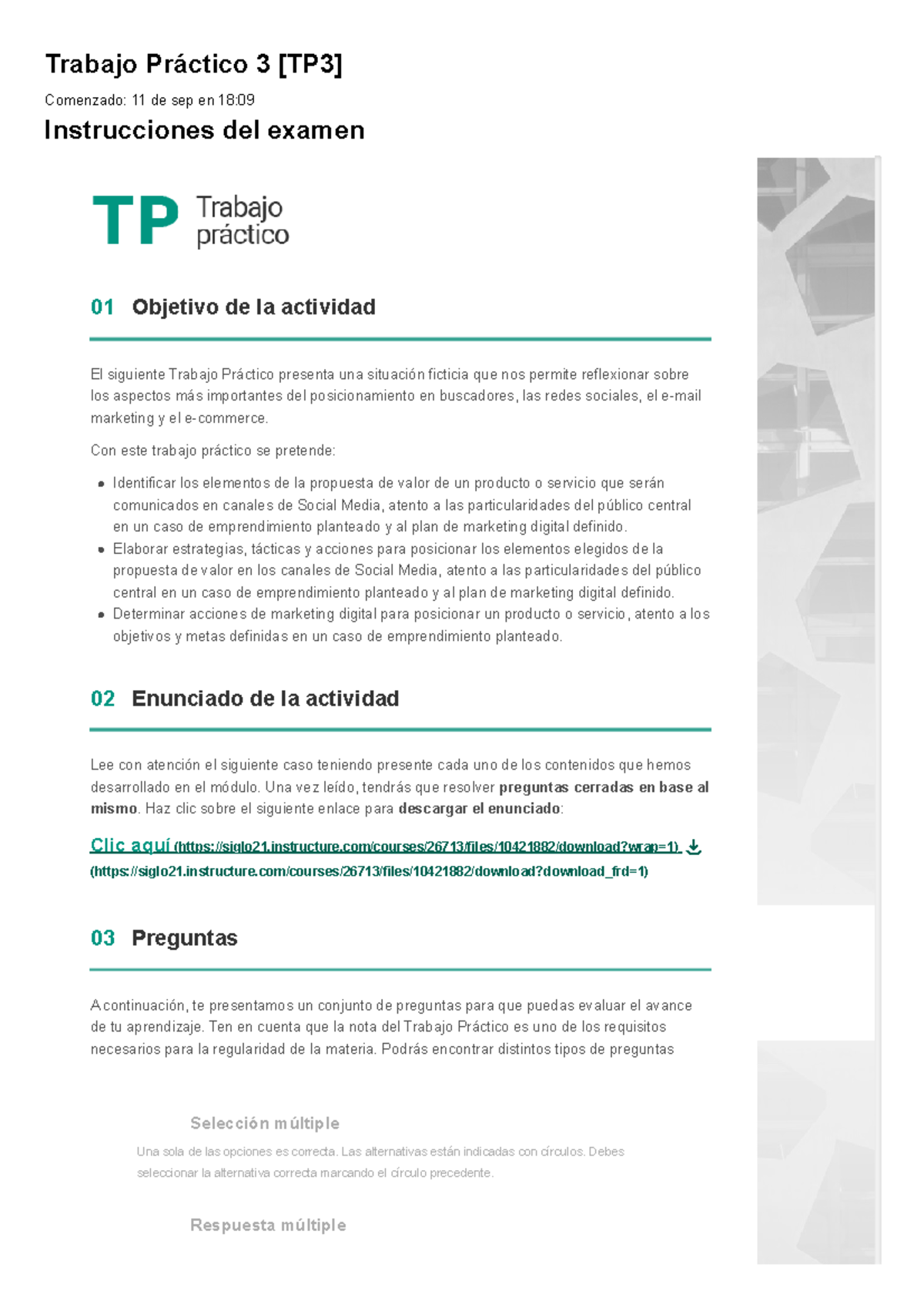 Trabajo Practico 3 HDPE 92,5% CF - Trabajo Práctico 3 [TP3] Comenzado: 11 de sep en 18: - Studocu